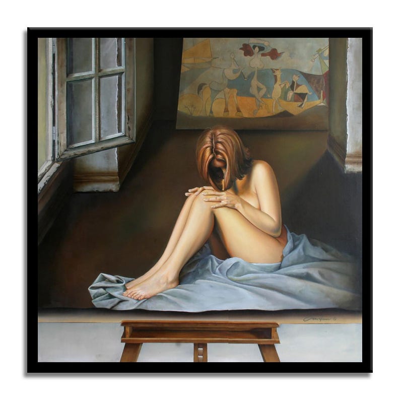 Figurative Art, Realism, Nude, Oil Painting, Picasso Muse Original Painting on Canvas Hand ...