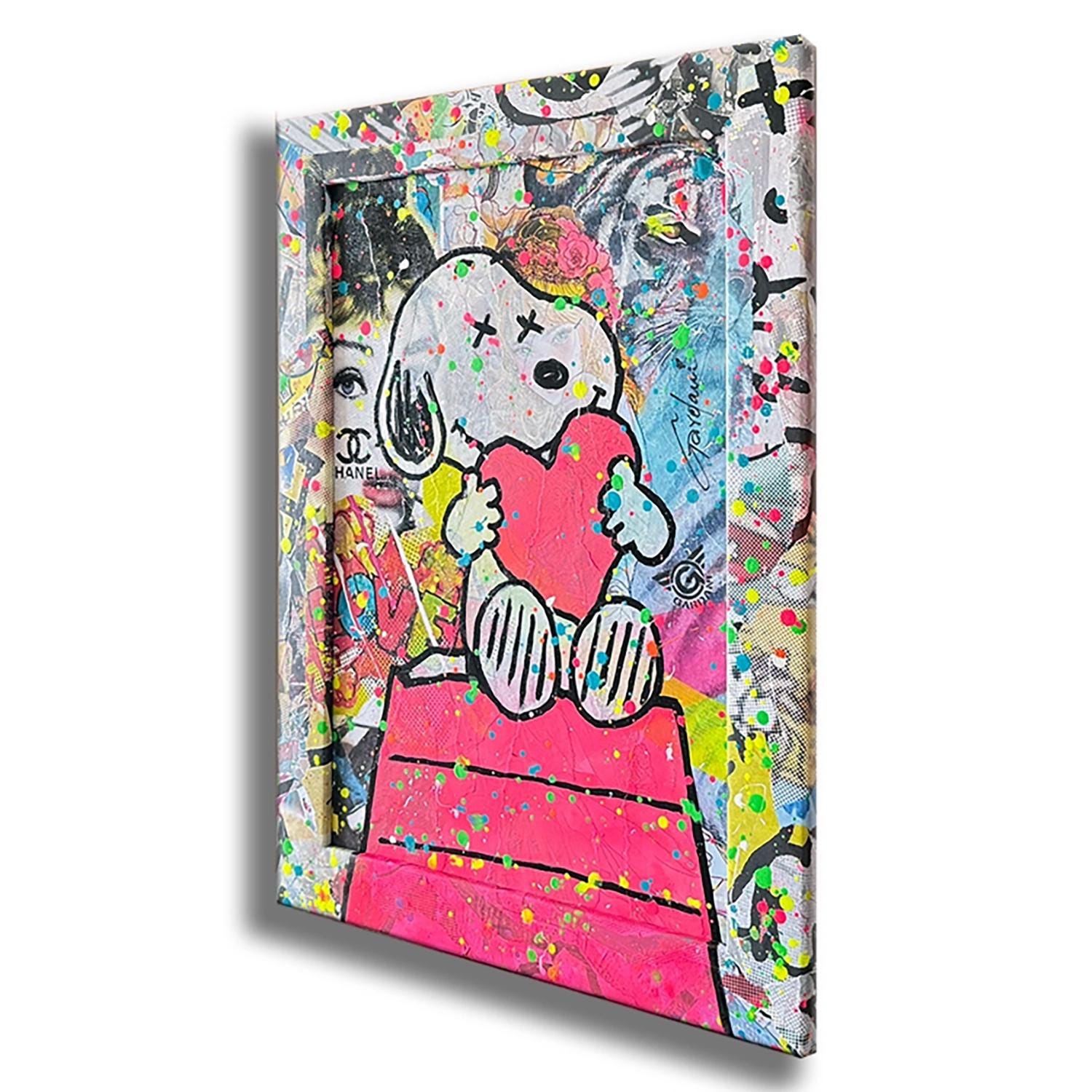 Snoopy Love More - Original Painting on Canvas, Mix Media, Pop Art ...