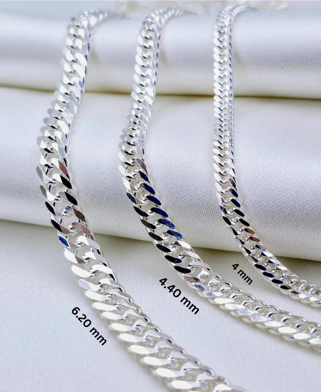 Silver Chain, Solid Curb Link Chain, 925 Sterling Silver Curb Chain ...