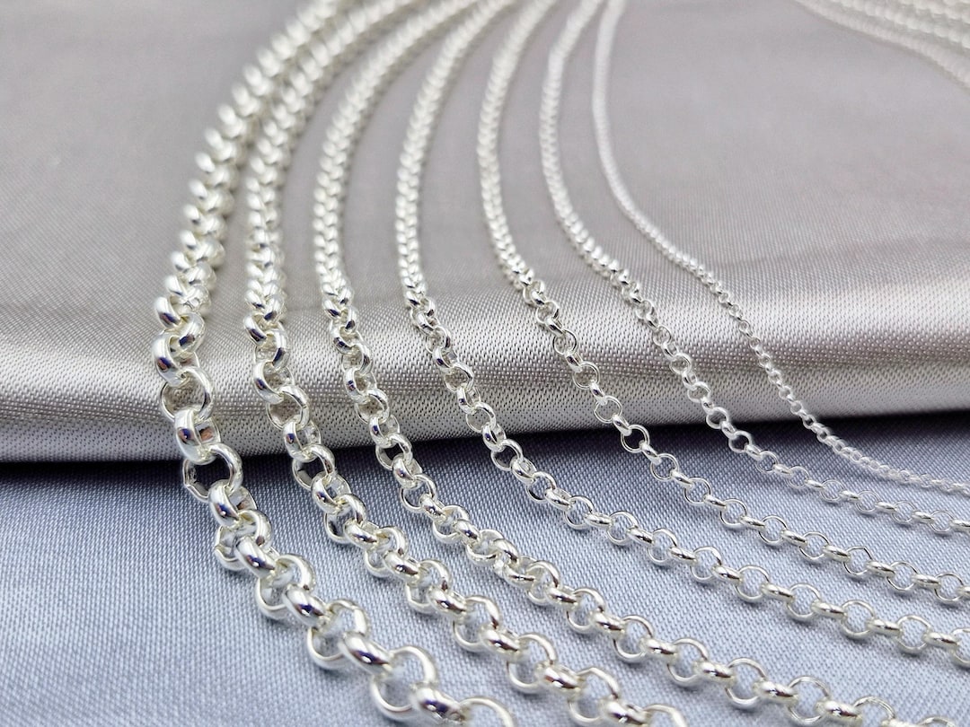 Round Rolo Link Chain,925 Sterling Silver Rolo Belcher Chain, Chain for ...