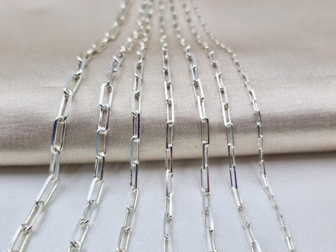 Silver Chain Necklace, 925 Sterling Silver Paperclip Necklace,womens ...