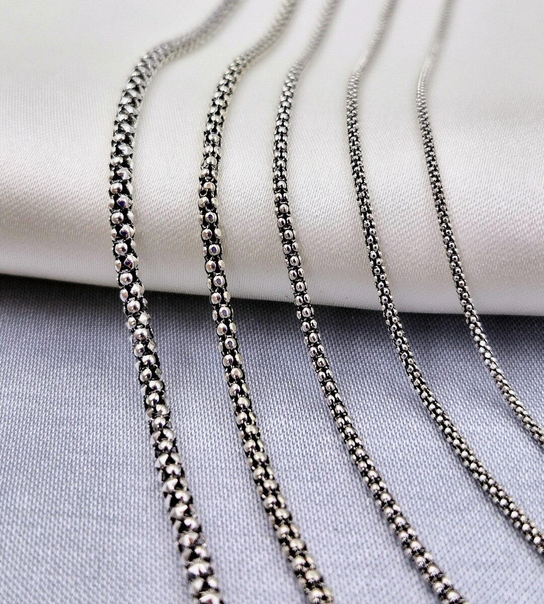 Oxidized Sterling Silver Popcorn Chain: Boho Hollow Necklace - Etsy
