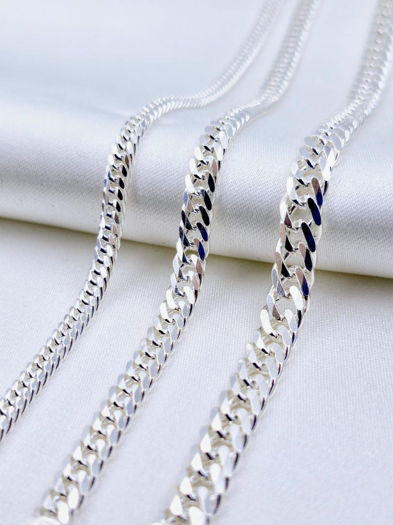 Silver Chain, Solid Curb Link Chain, 925 Sterling Silver Curb Chain ...