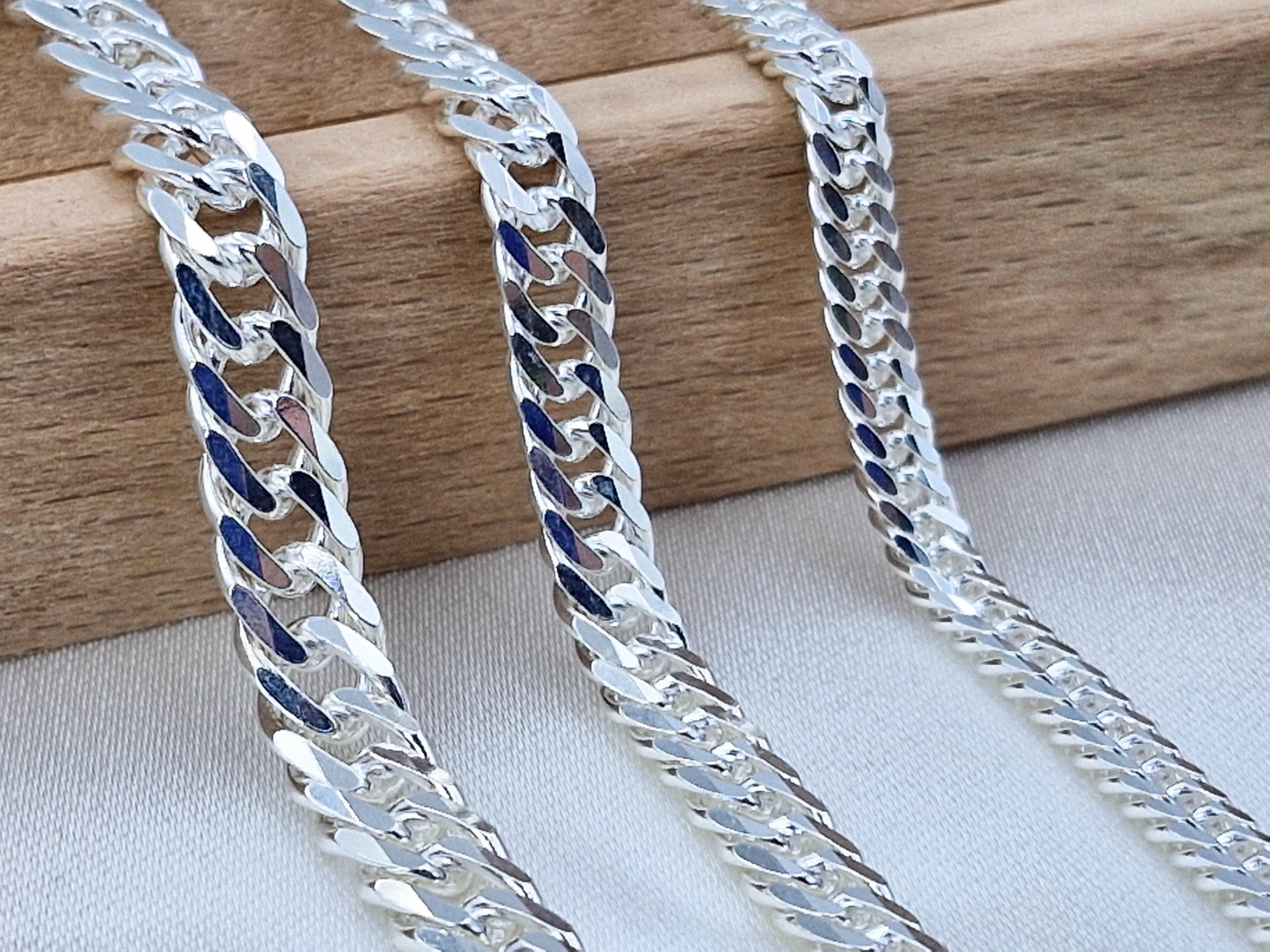 Silver Chain, Solid Curb Link Chain, 925 Sterling Silver Curb Chain ...