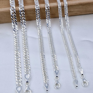 Silver Chain, Solid Curb Link Chain, 925 Sterling Silver Curb Chain ...
