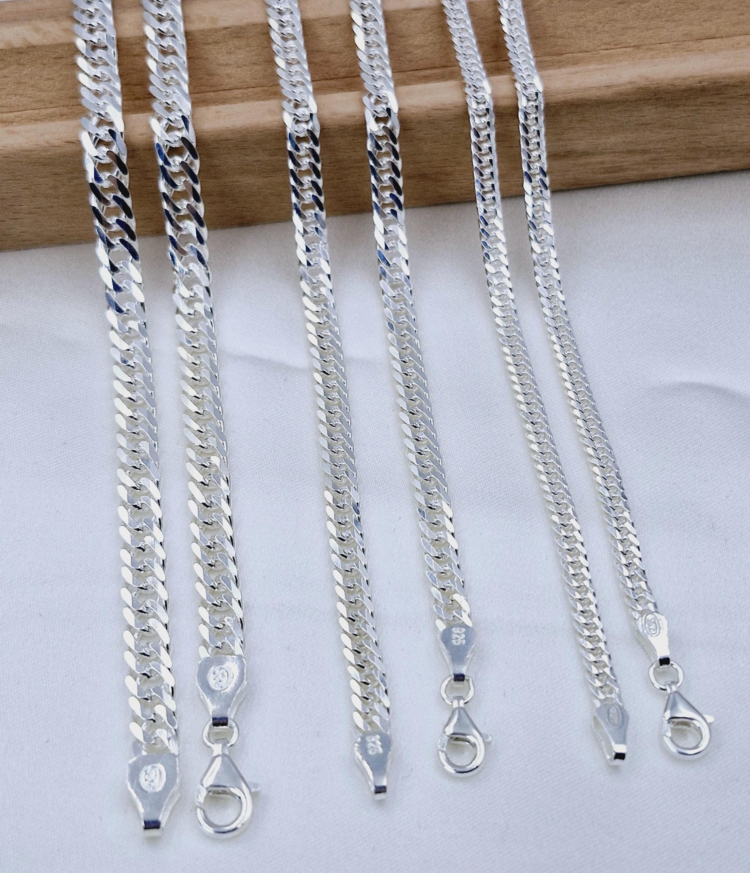 Silver Chain, Solid Curb Link Chain, 925 Sterling Silver Curb Chain ...
