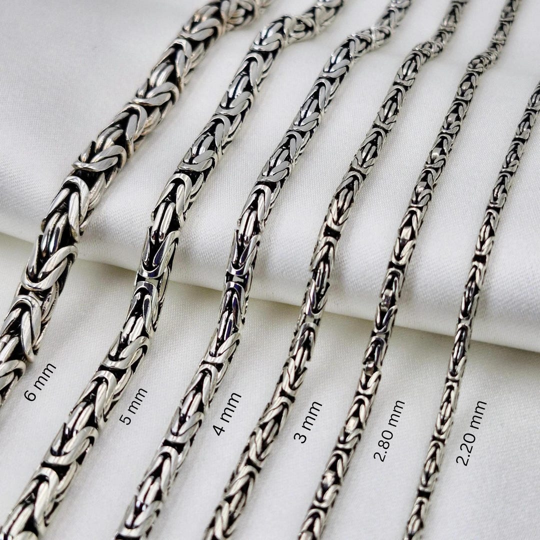 Silver Chain,925 Sterling Silver Round Byzantine Chain Necklace ...