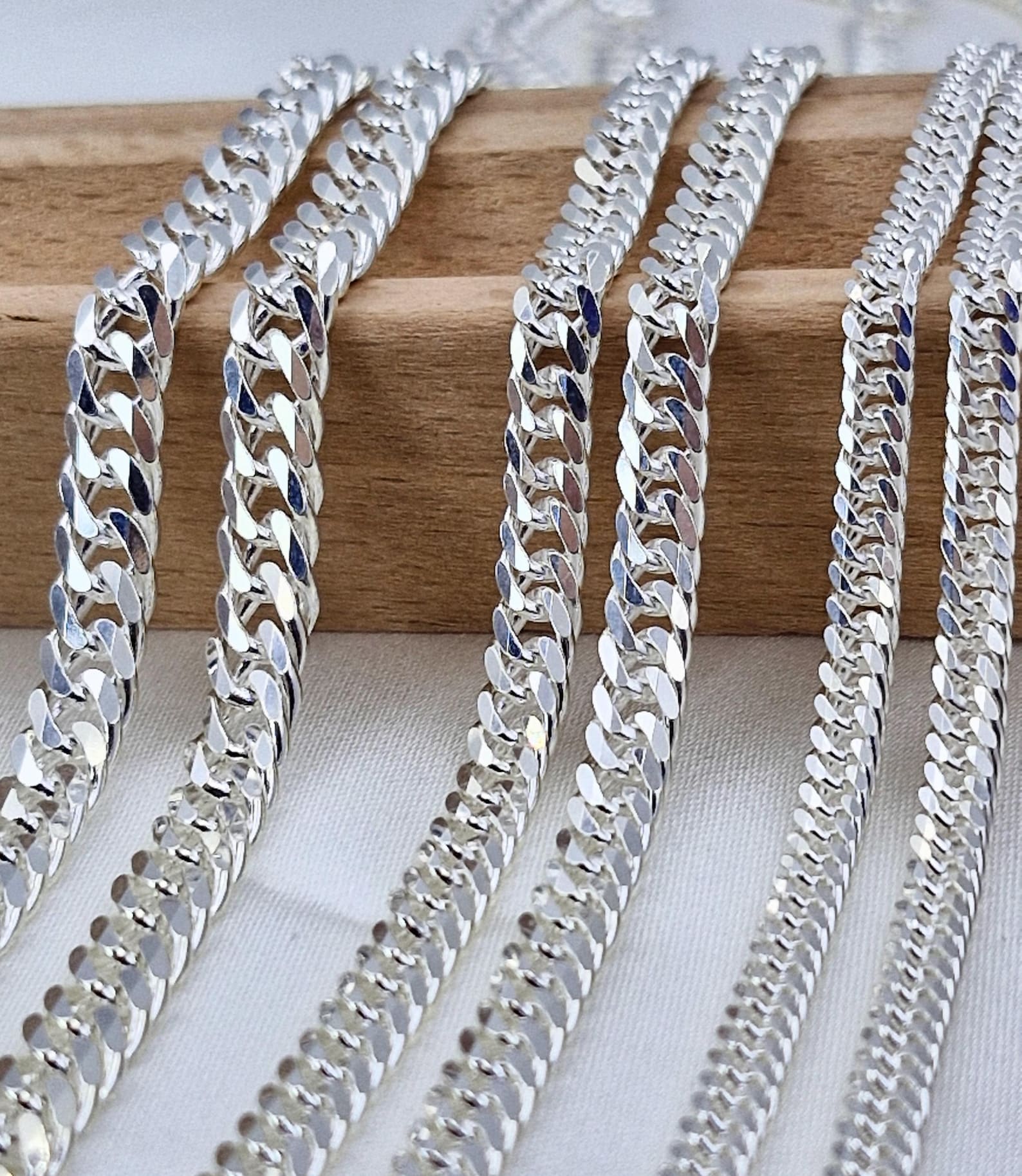 Silver Chain, Solid Curb Link Chain, 925 Sterling Silver Curb Chain ...