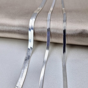 Silver Chain, Herringbone Silver Necklace,silver,flat Snake Chain,925 ...