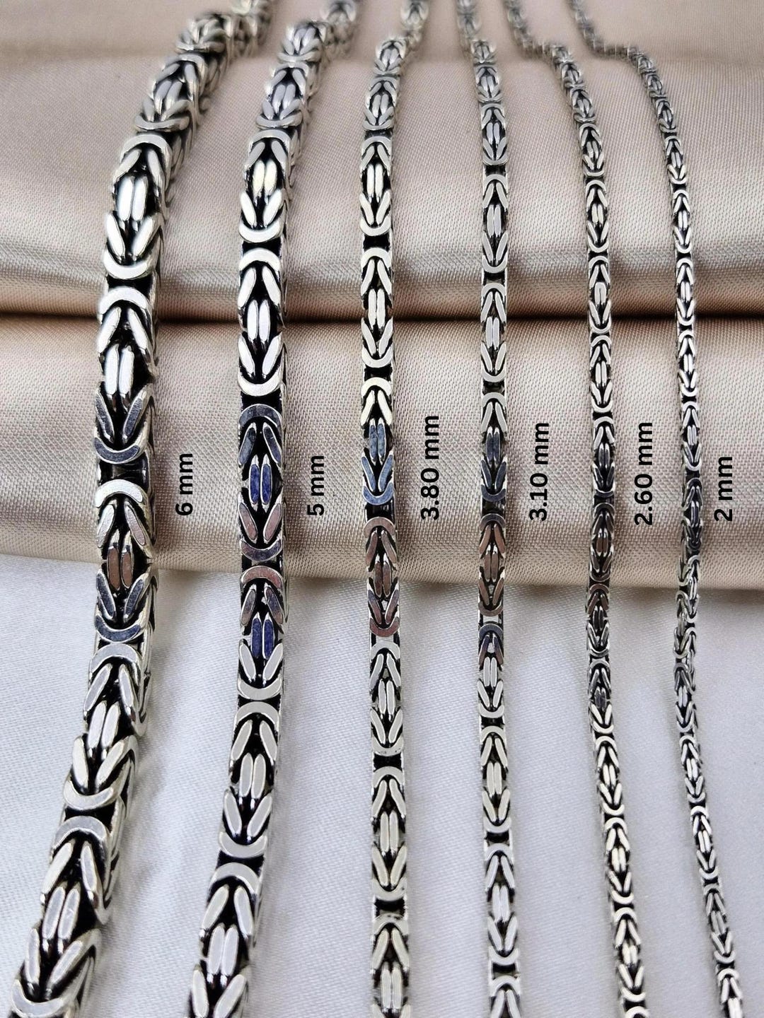 Solid Silver Byzantine Square Chain Necklace,925 Sterling Silver Silver ...