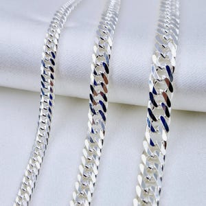 Silver Chain, Solid Curb Link Chain, 925 Sterling Silver Curb Chain ...