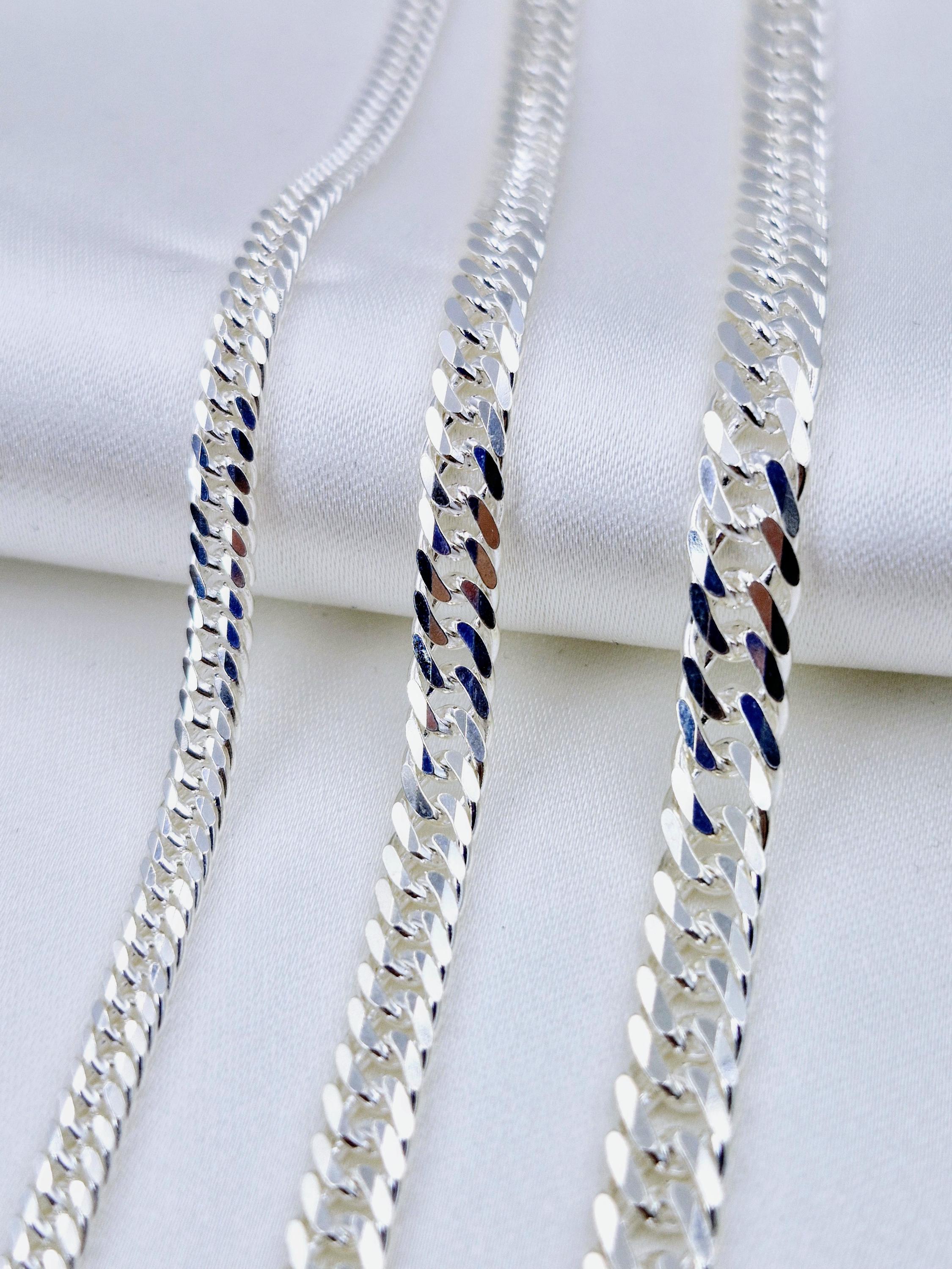 Silver Chain, Solid Curb Link Chain, 925 Sterling Silver Curb Chain ...