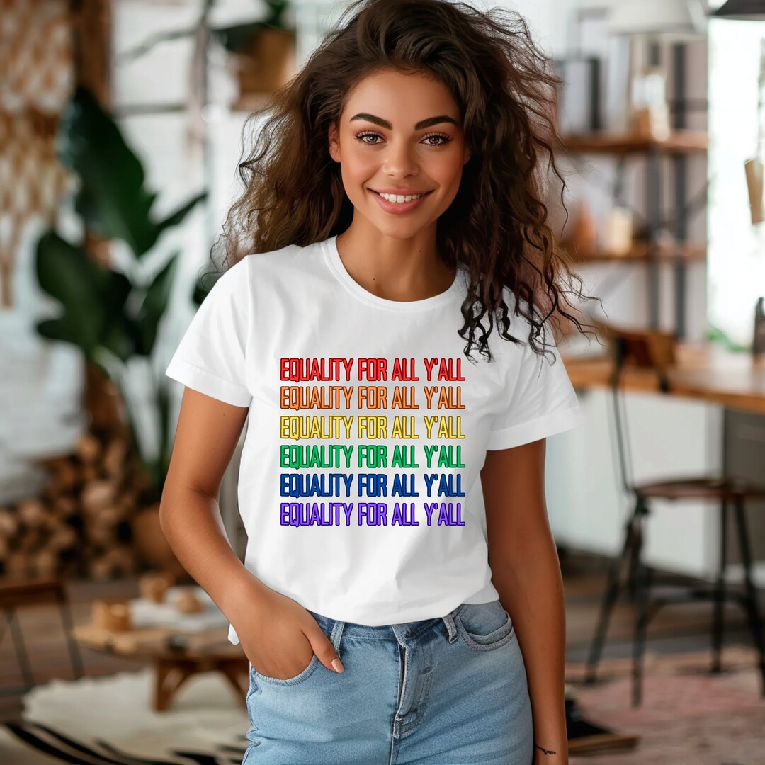 Stylish LGBTQ Pride T-shirt Rainbow Pride Tee Celebrate Love and ...