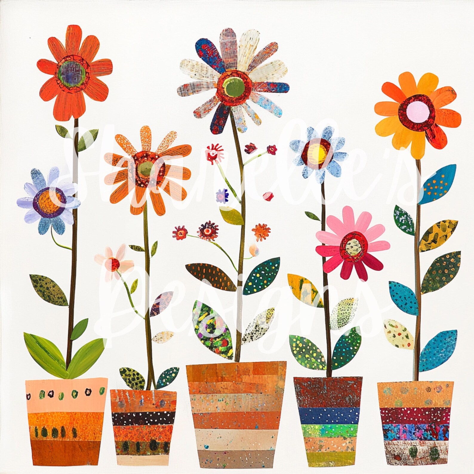 7 Flower Pot Clipart JPG Images, Digital Download - Etsy