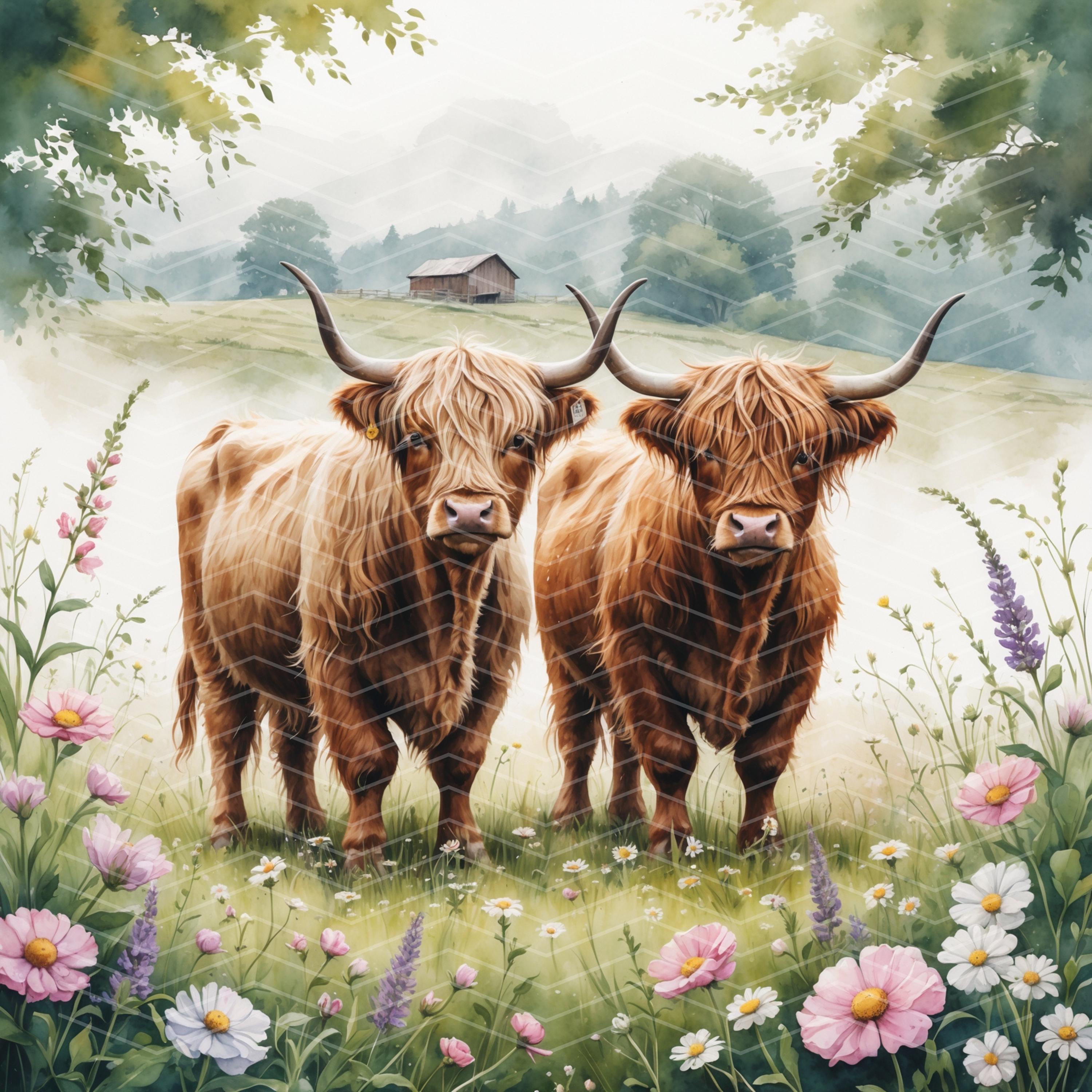 Highland Cow Clipart Set of 8 Cute Highland Cow Illustrations Perfect ...