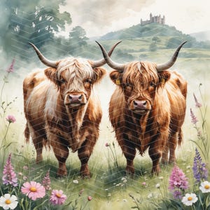 8 Highland Cow Clipart Set JPG Images, Digital Download - Etsy