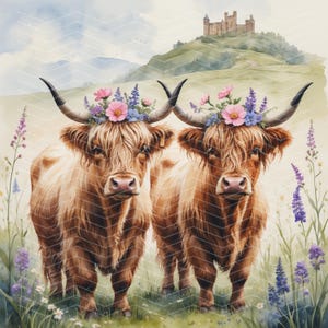 8 Highland Cow Clipart Set JPG Images, Digital Download - Etsy