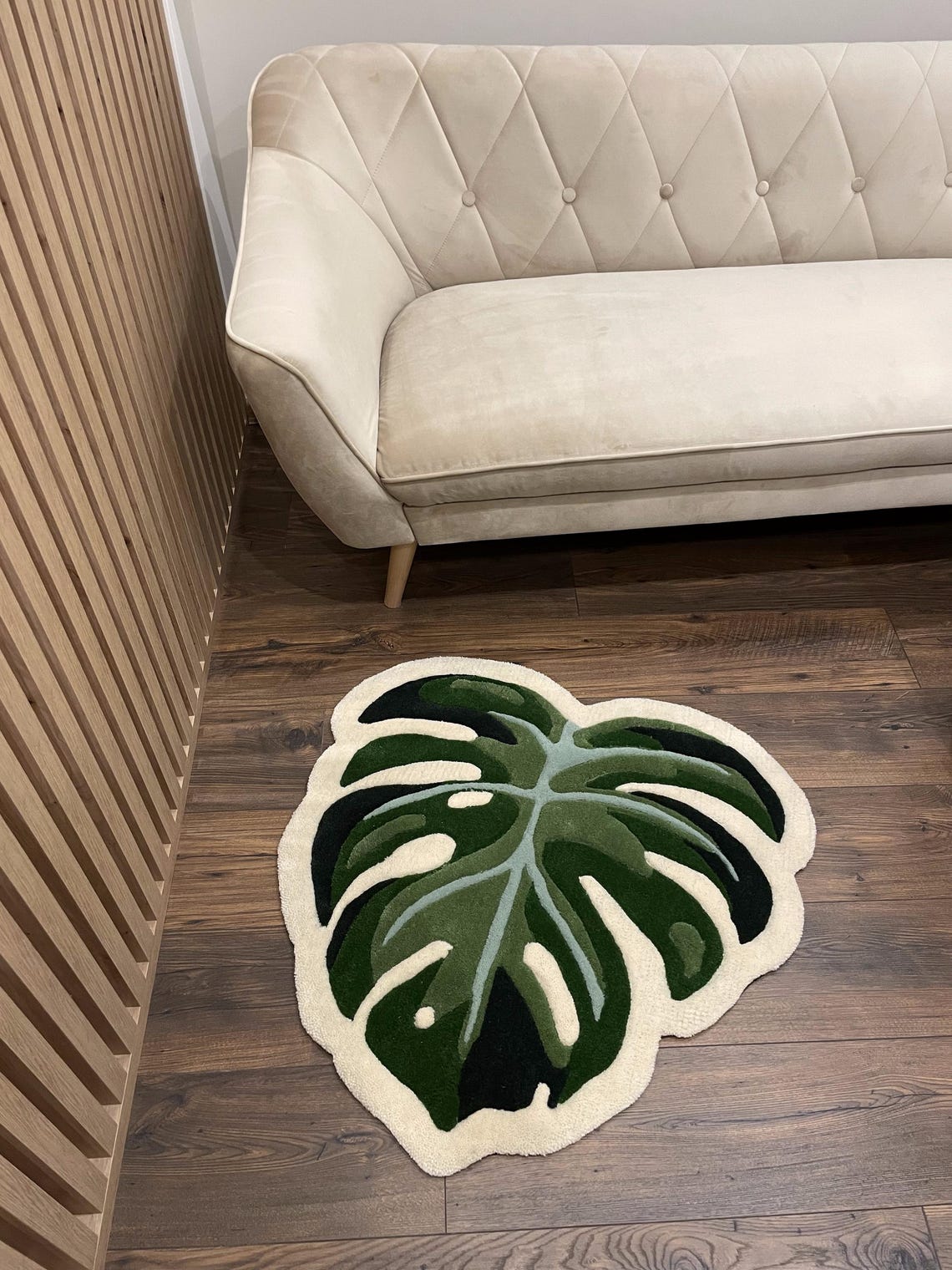 Monstera Tufted Rug, Wool Yarn Rug Wall Art, Bedroom Rug Decoration ...