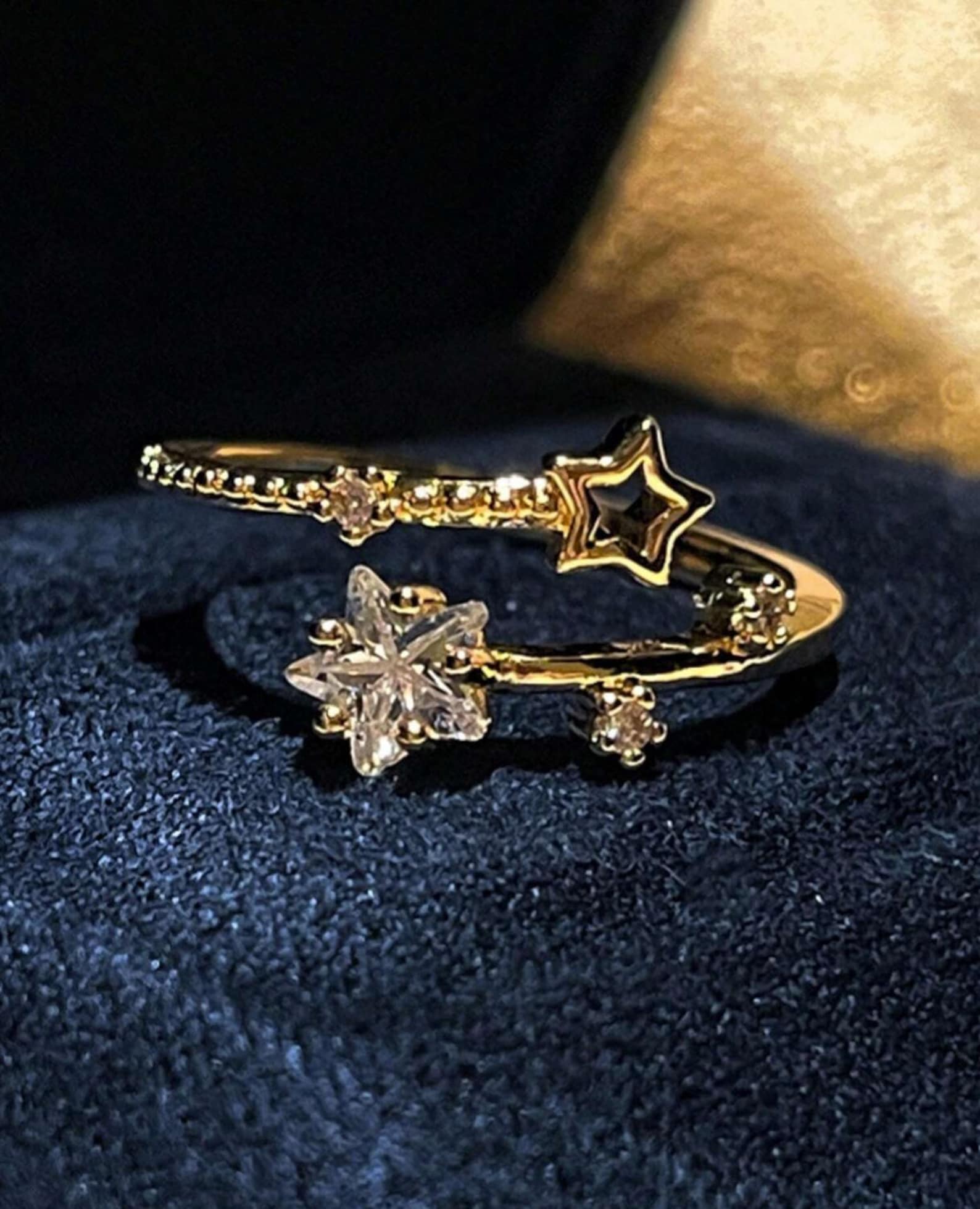 Starlit Dreams Ring, Silver, Gold, Adjustable, Cute, Galaxy, Dainty - Etsy