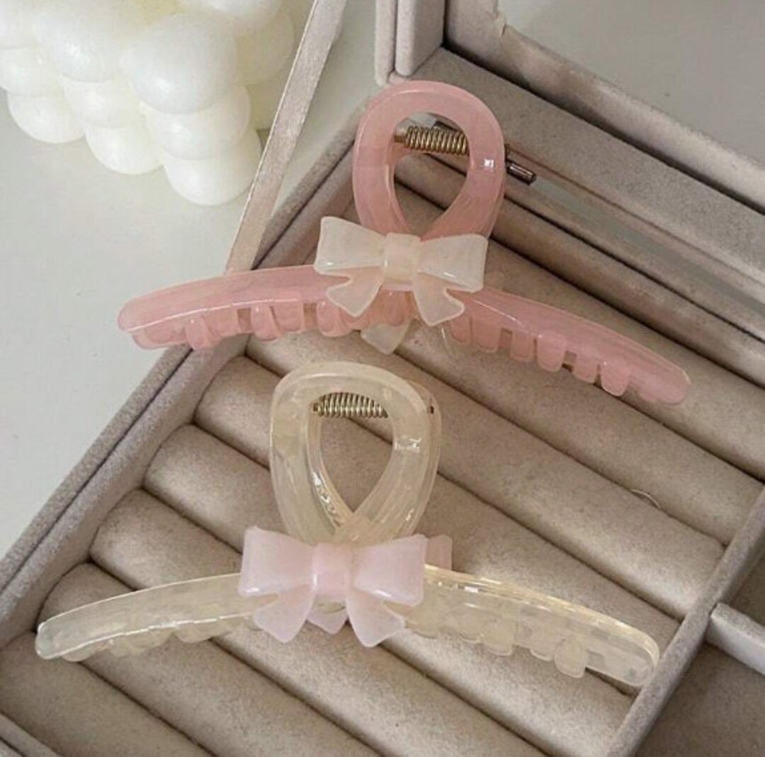 2pcs Bow Design Sweet Style Large Hair Claw for Daily Life, Coquette ...