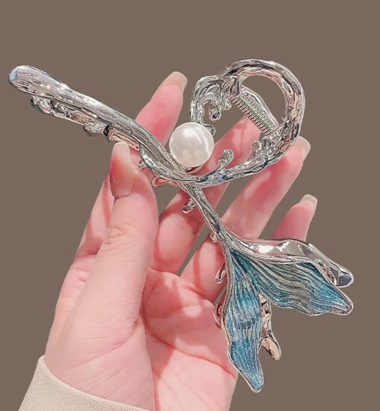 Mermaid Design Sweet Style Large Hair Claw for Daily Life, Coquette ...