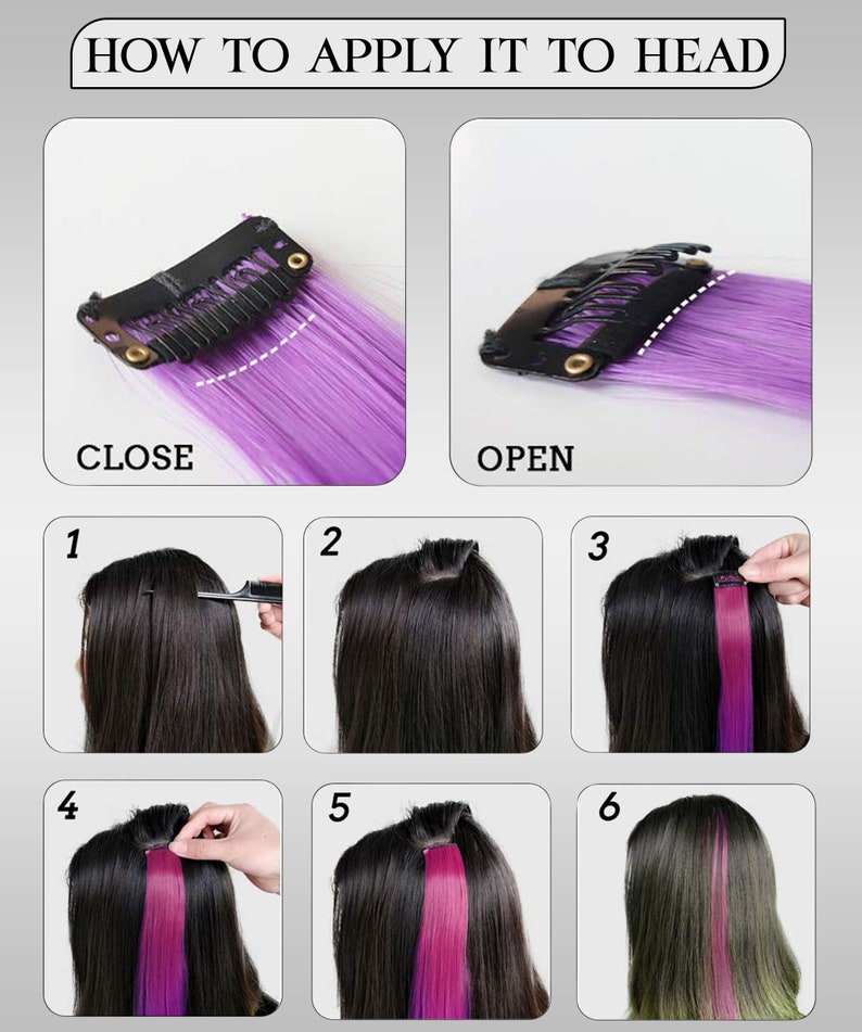 Rainbow Color Hair Extensions 32pack, 22inch Straight, Clip-in Party ...