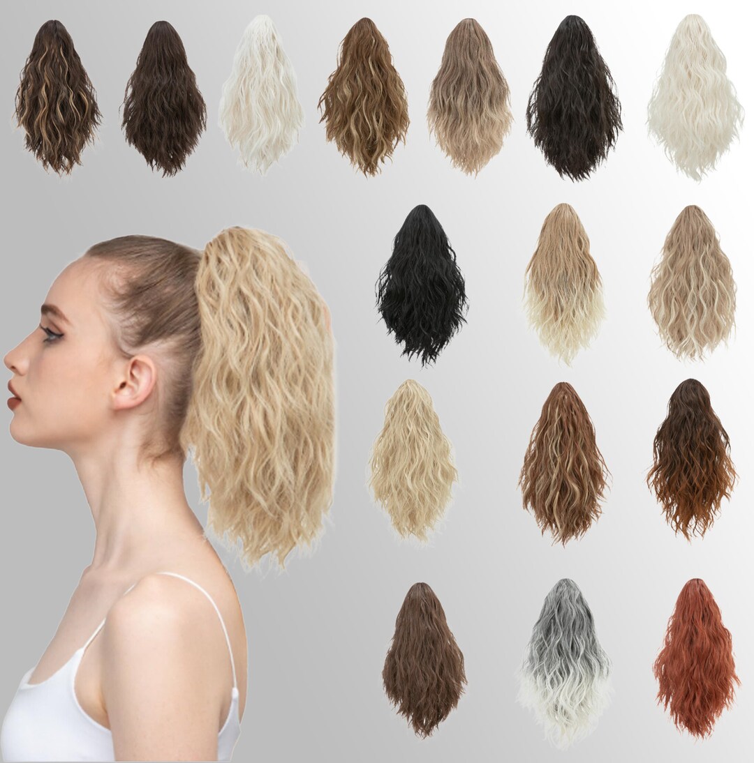 Premium Pony Tail Wavy Hair Extensions in Multiple Shades, 13 Inch ...