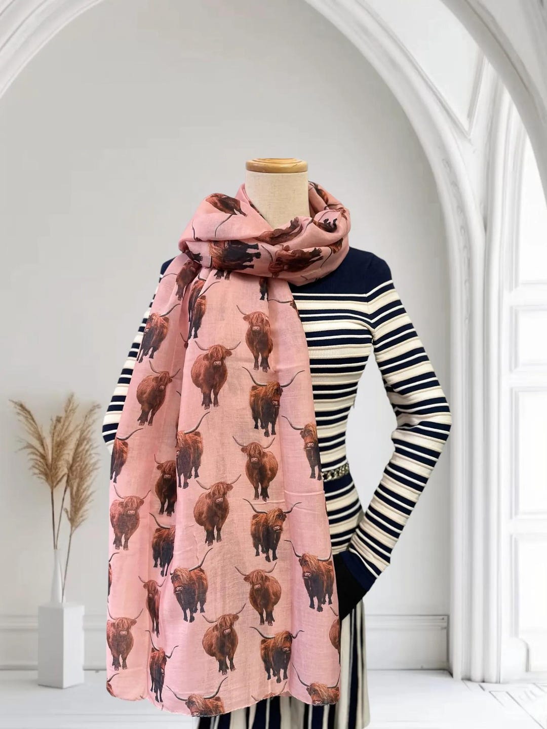 Scottish Highland Cow Printed Scarf With Horns Print Scarves Wrap - Etsy