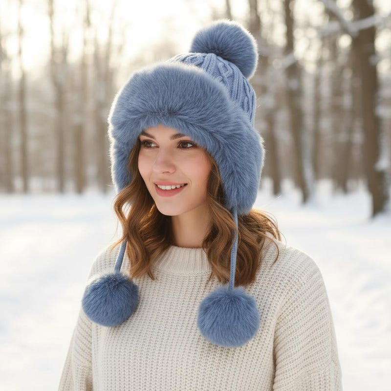 Trapper Hat With Pom Pom - Etsy UK