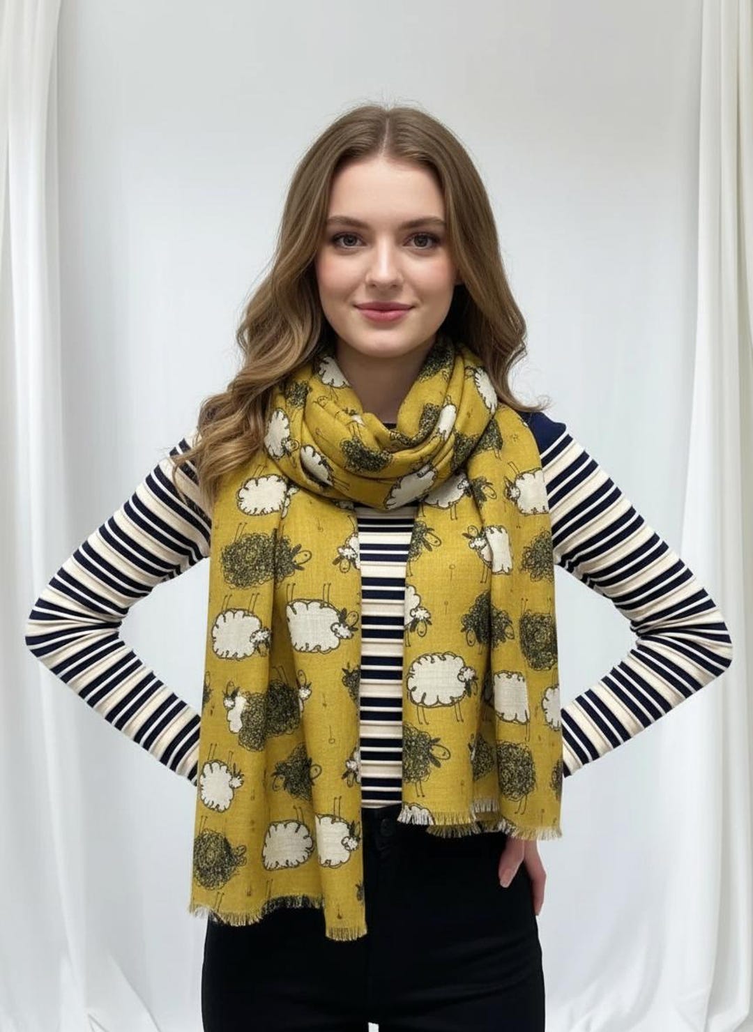 Sheep Print Scarf: Large Cotton Viscose Blend (180x90 CM) - Etsy