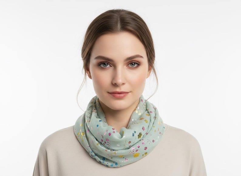 Lightweight Glitter Daisy Flower Snood Infinity Scarf Comes With a Gift ...