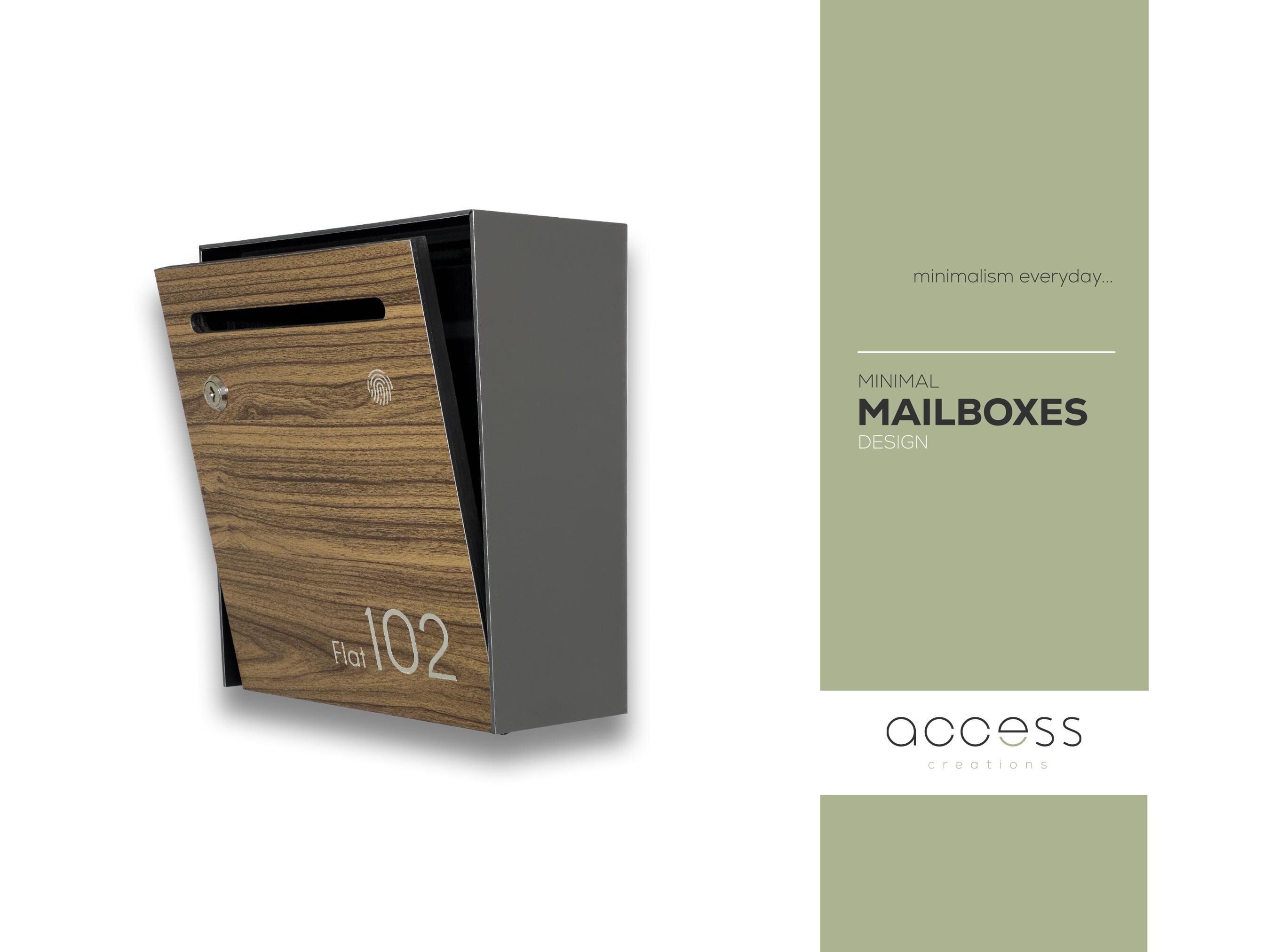 Small Minimalist Apartment Mailbox - Metallic Gray Body/walnut Door ...