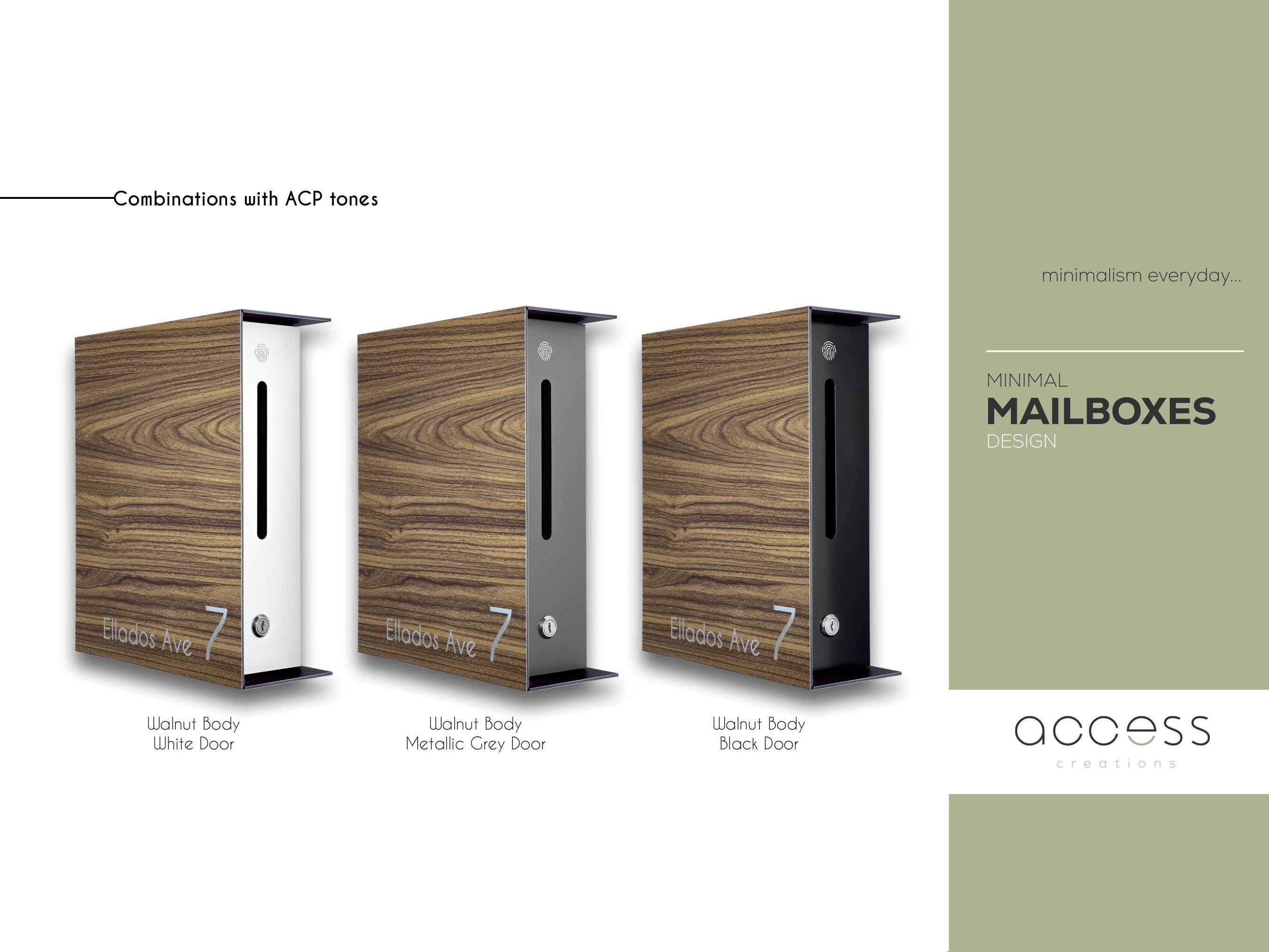 Minimalist Aluminium Mailbox - Walnut Body/metallic Gray Door ...