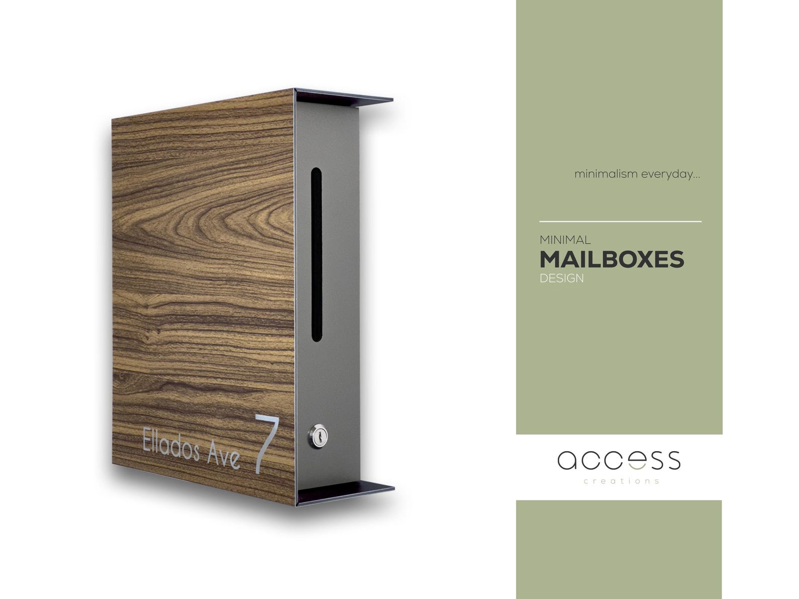 Minimalist Aluminium Mailbox - Walnut Body/metallic Gray Door ...