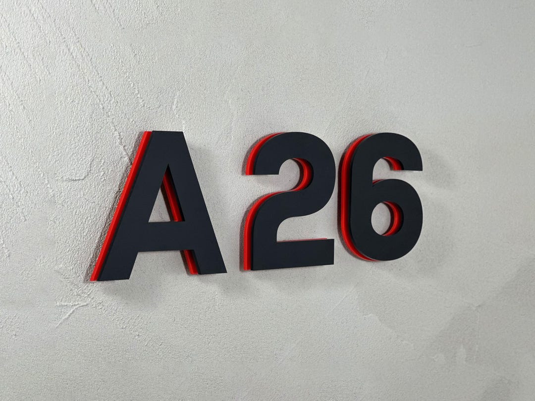 Modern House Numbers - Two Tone Black/red - Custom Address Sign ...