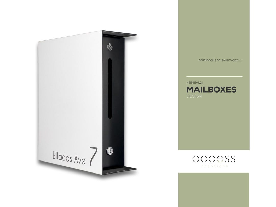 Minimalist Narrow Mailbox - Aluminium White Body/black Door ...