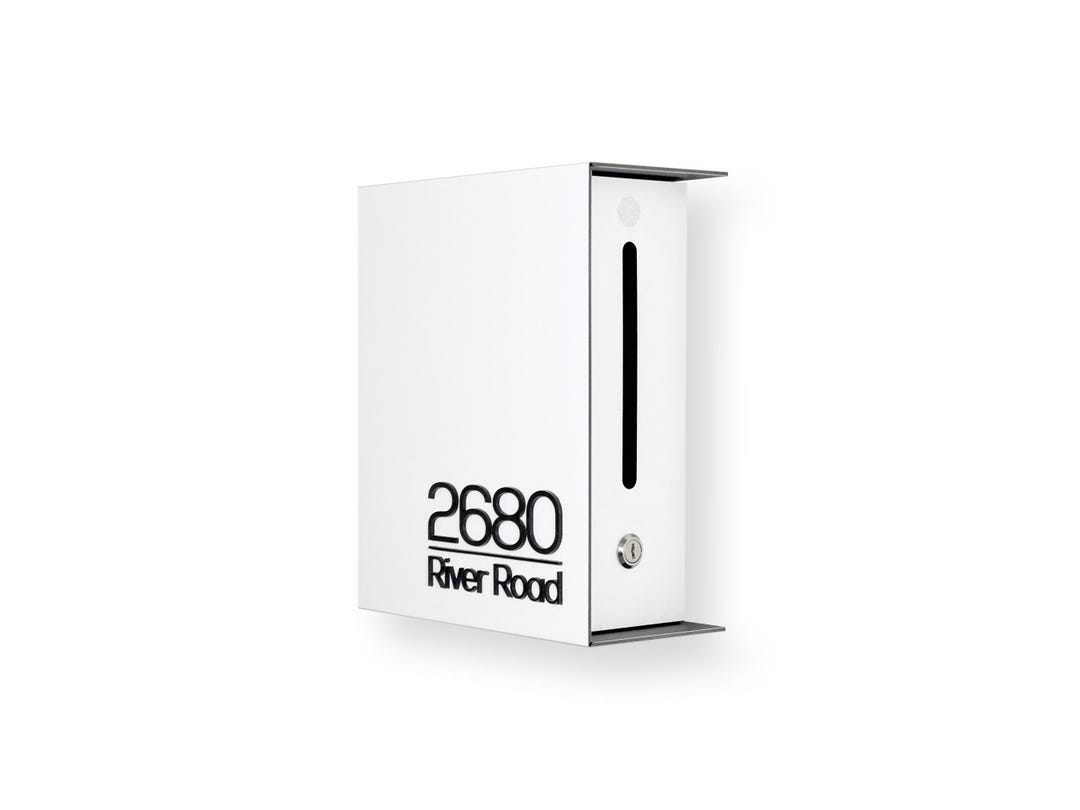 Small Minimalist Sideload Mailbox - Compact White Letterbox - Wall ...