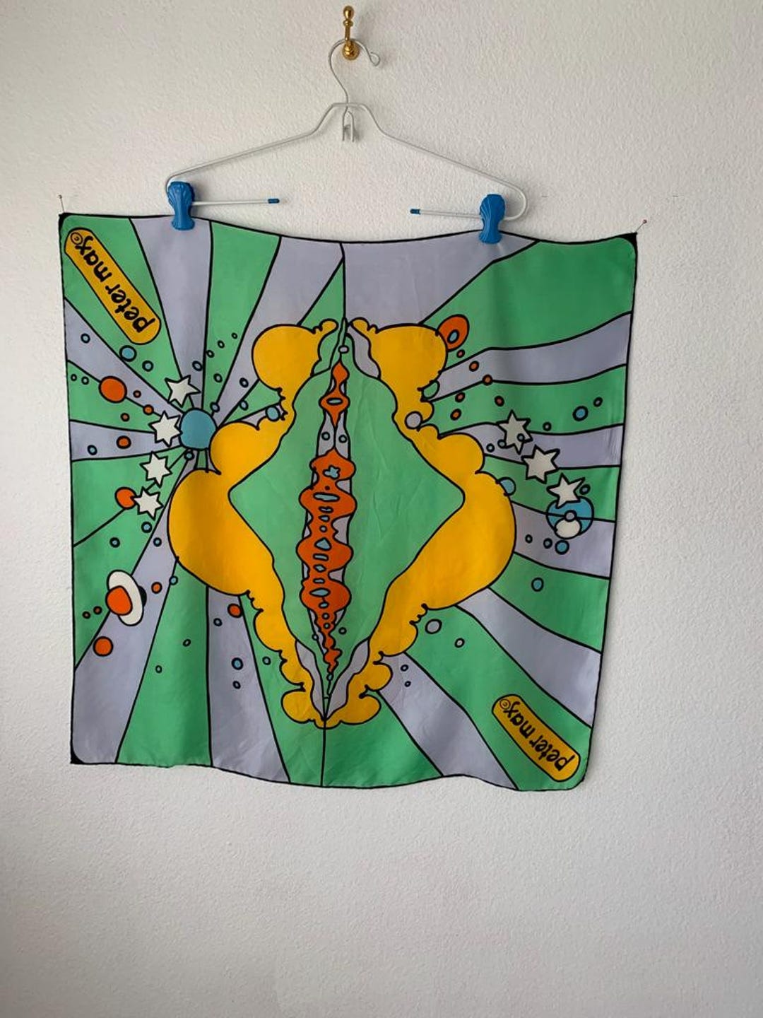 Vintage 1970's Peter Max Silk Square Scarf Psychedelic Star Space - Etsy