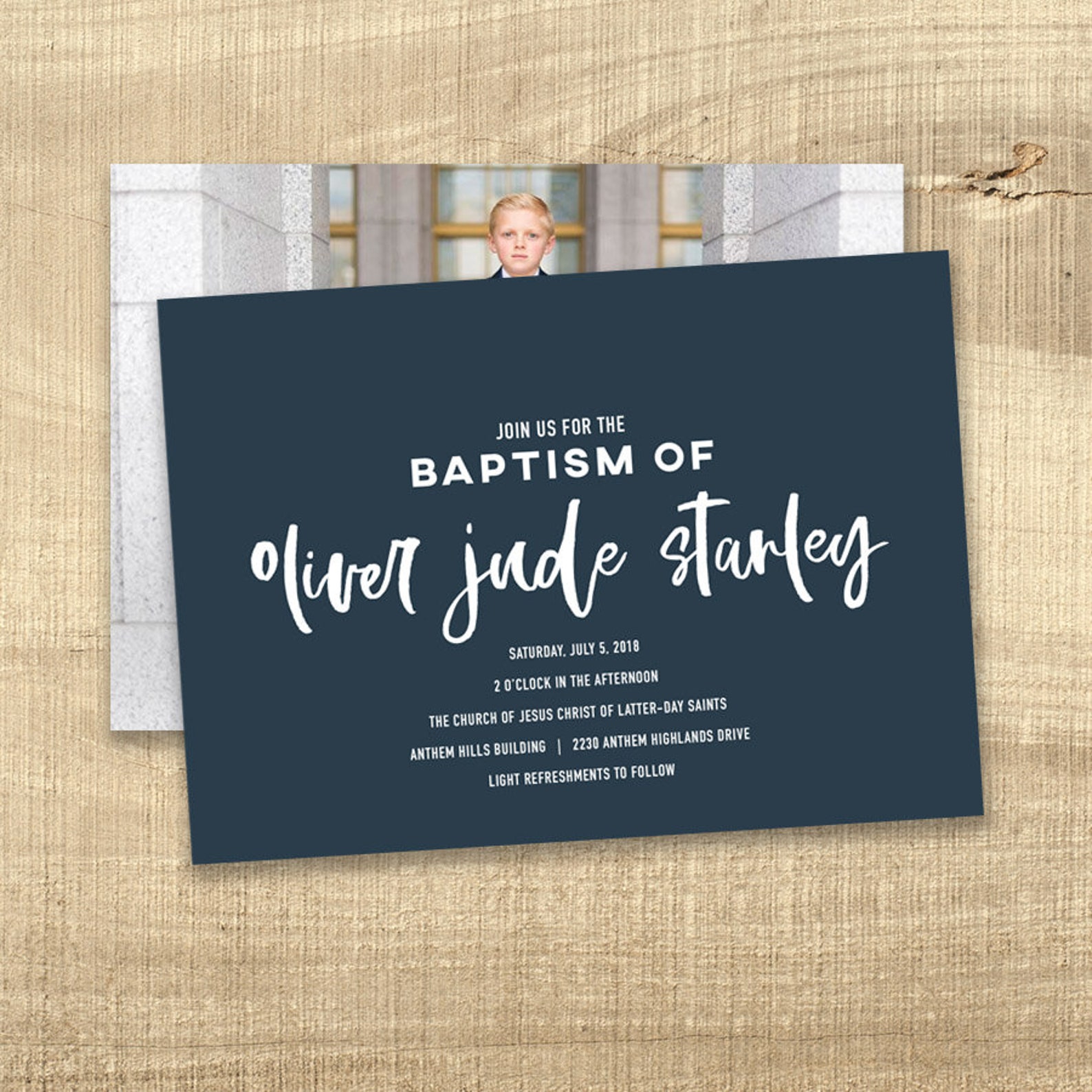 LDS Baptism Invitation - Modern Baptism Announcement, Digital Design ...