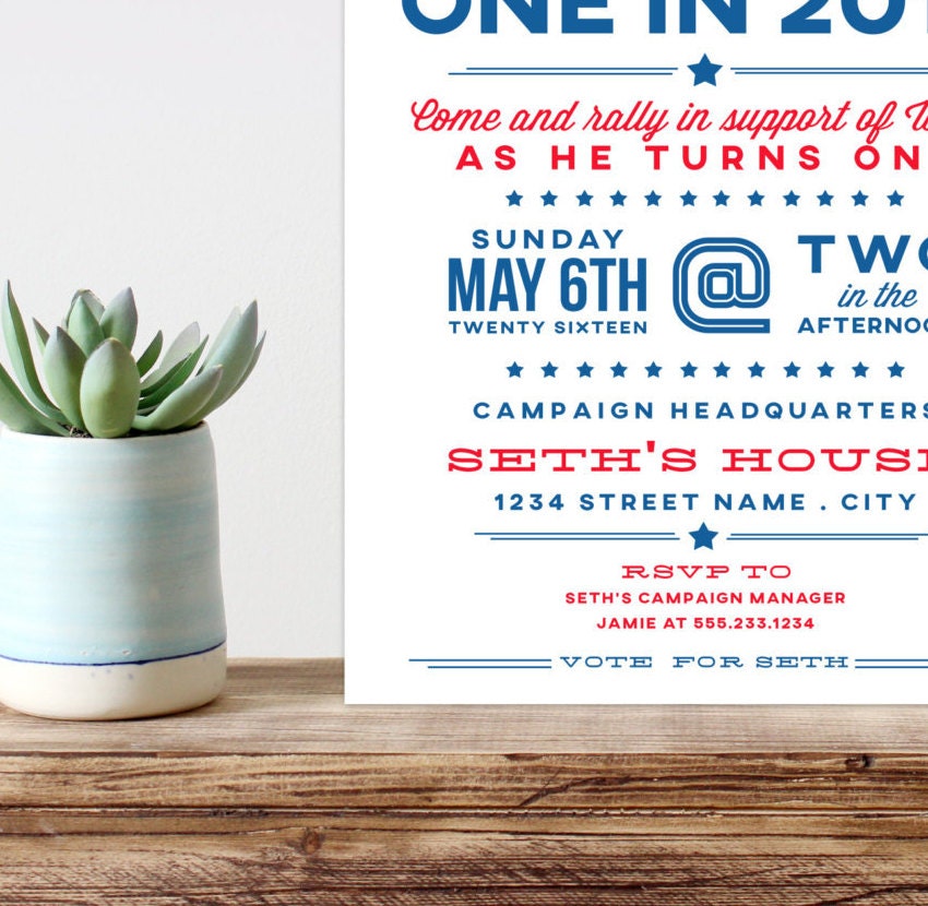 Presidential Campaign Birthday Party Invitation Childrens - Etsy