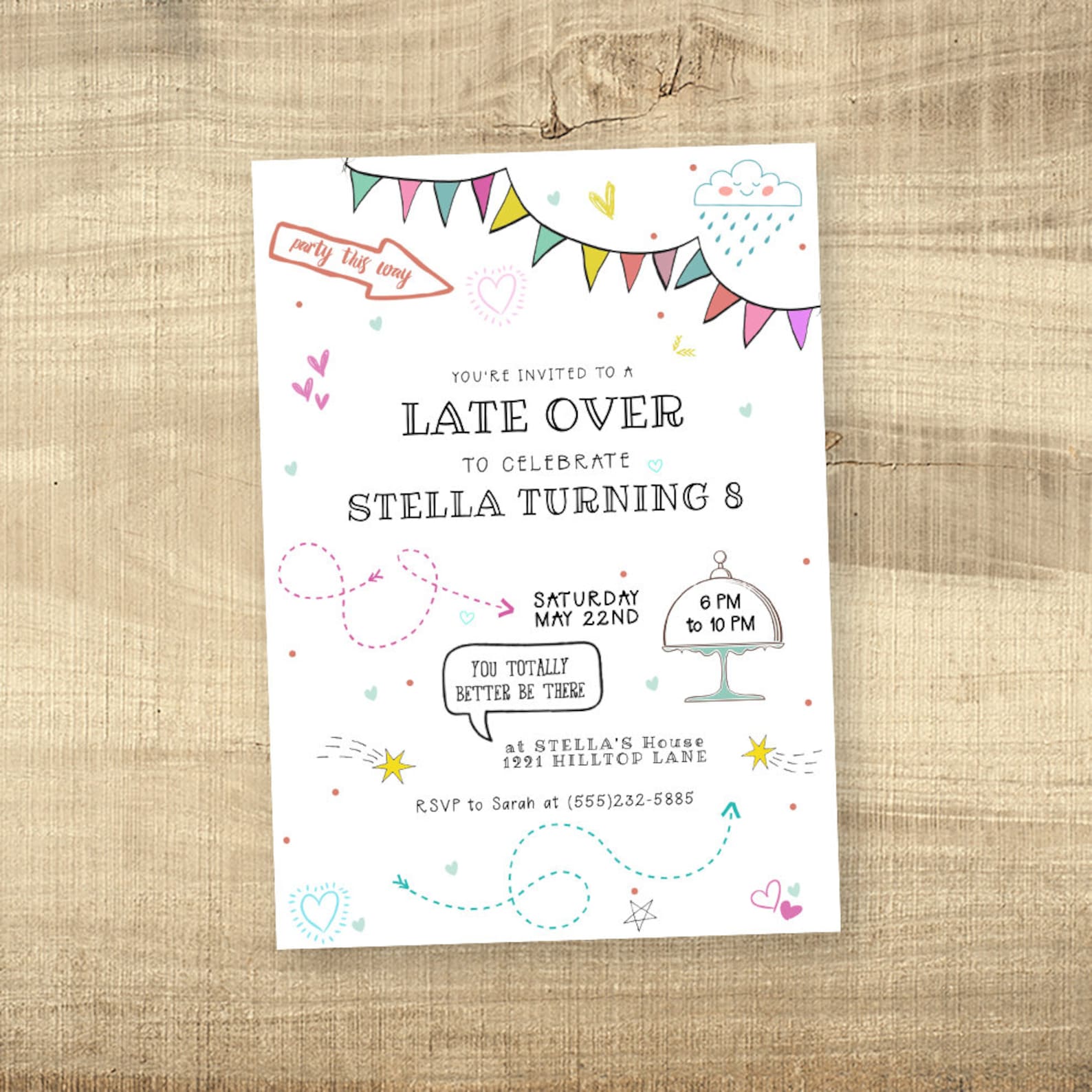 Late Over Birthday Invitation Party Invitation Sleep Over - Etsy