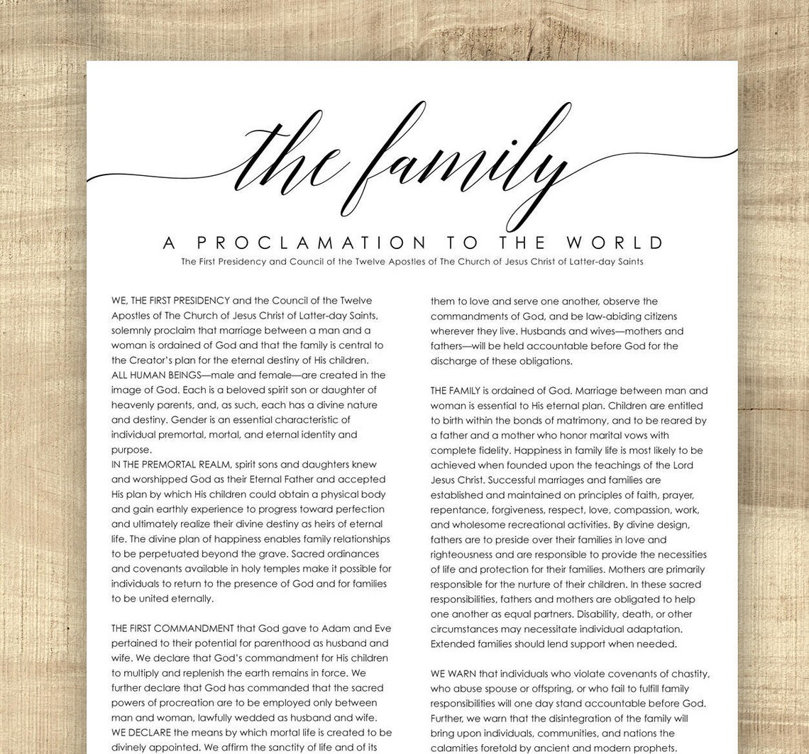 LDS Family Proclamation to the World - Digital Printable File, Family ...
