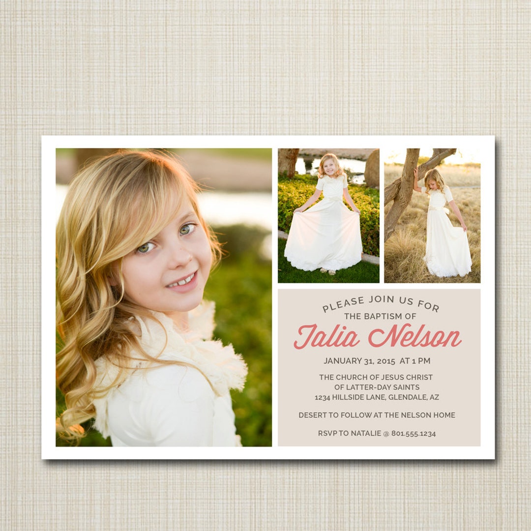 Baptism Invitation - LDS Baptism Invitation, Modern Digital Design ...