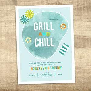 Summer Pool Party and BBQ Invitation, Pool Party Invitation, 40th 30th ...