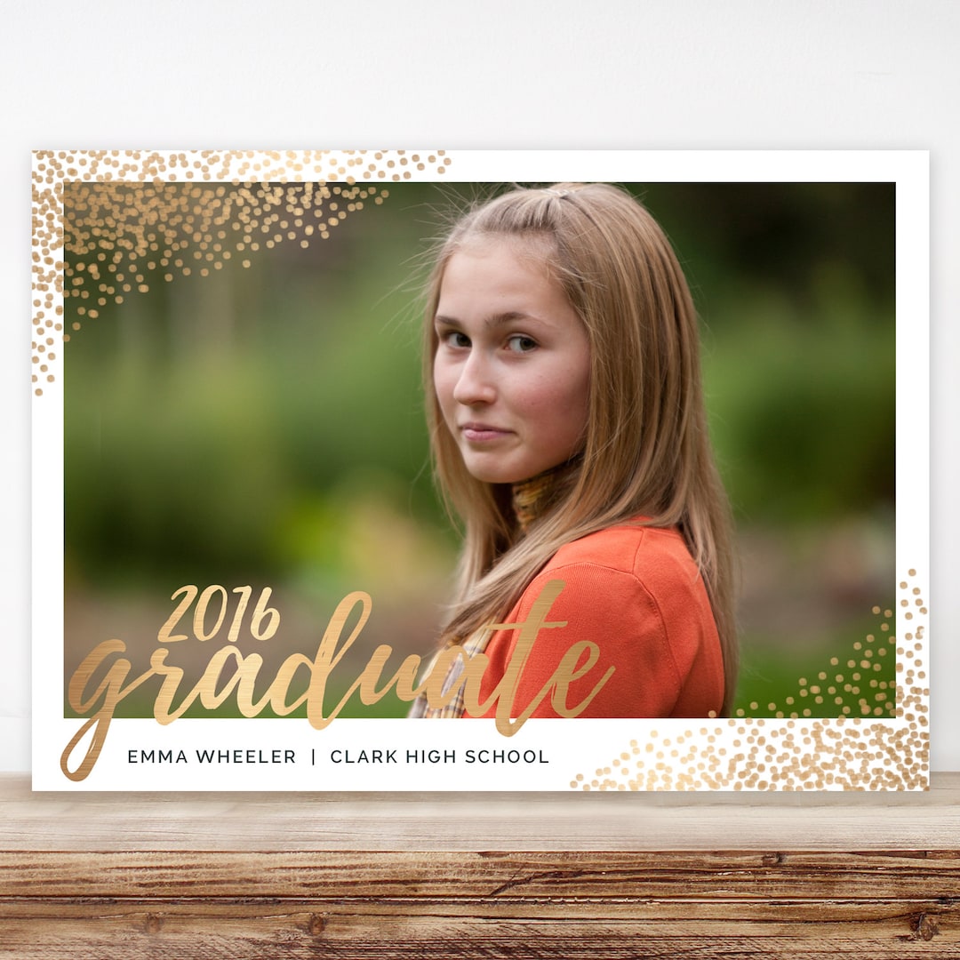 Gold Graduation Invitation, College Graduation Announcement, High ...