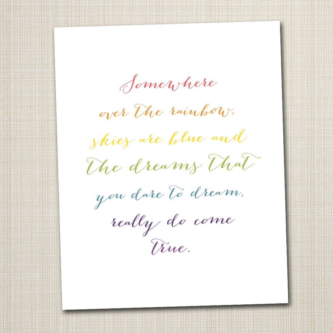 Somewhere Over the Rainbow Printable 8x10 Children's Art Print - Etsy