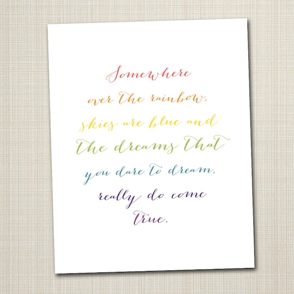 Somewhere Over the Rainbow Poster - Etsy