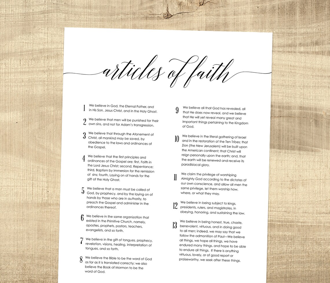LDS Family Proclamation to the World, the Living Christ, Articles of ...