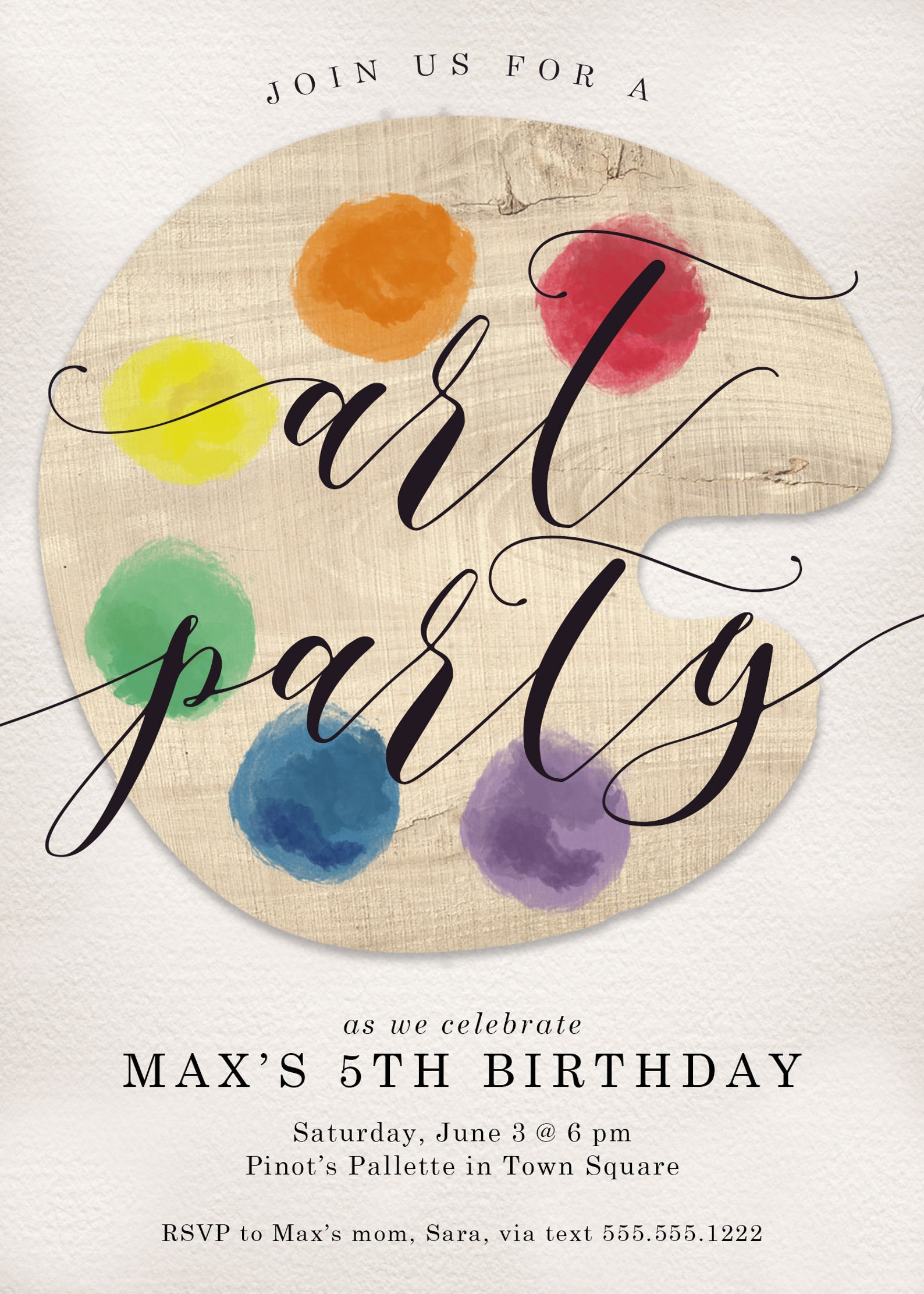 Art Party Invitation Paint Party Printable Invitation, Kids Art ...