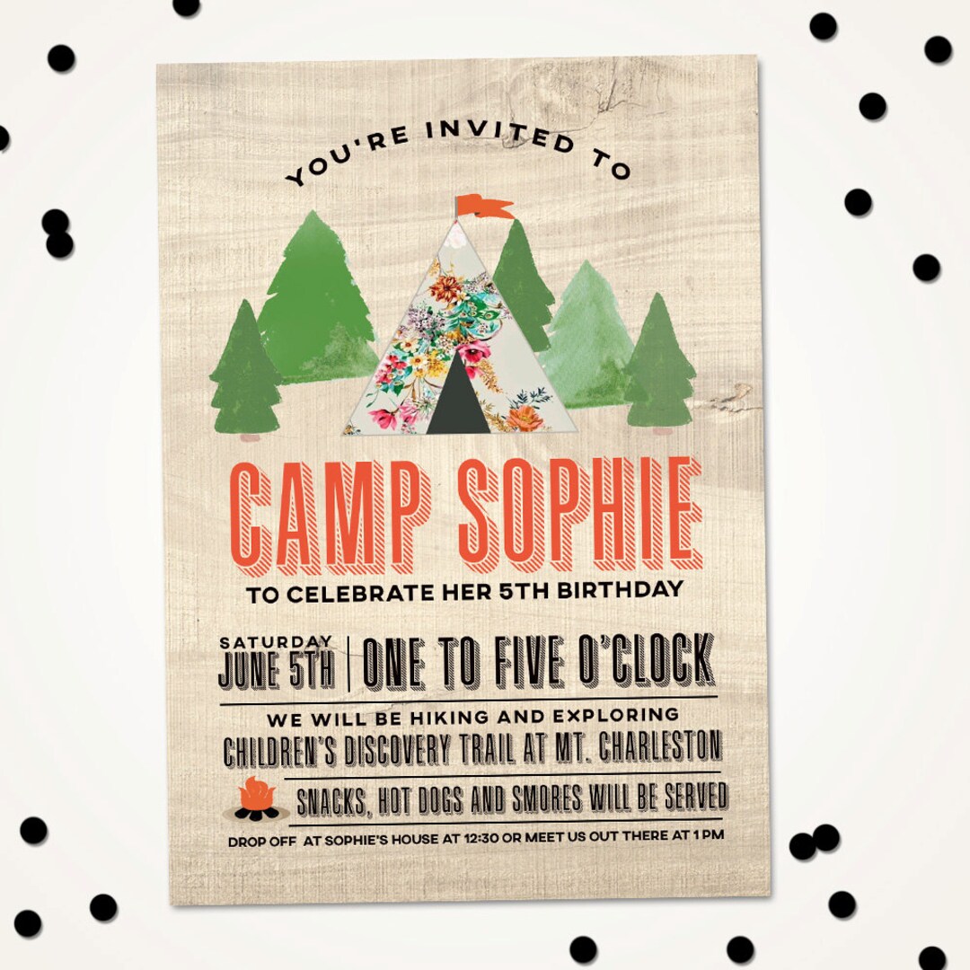 Camping Birthday Invitation, Nature Birthday Party Invitation, Explore ...